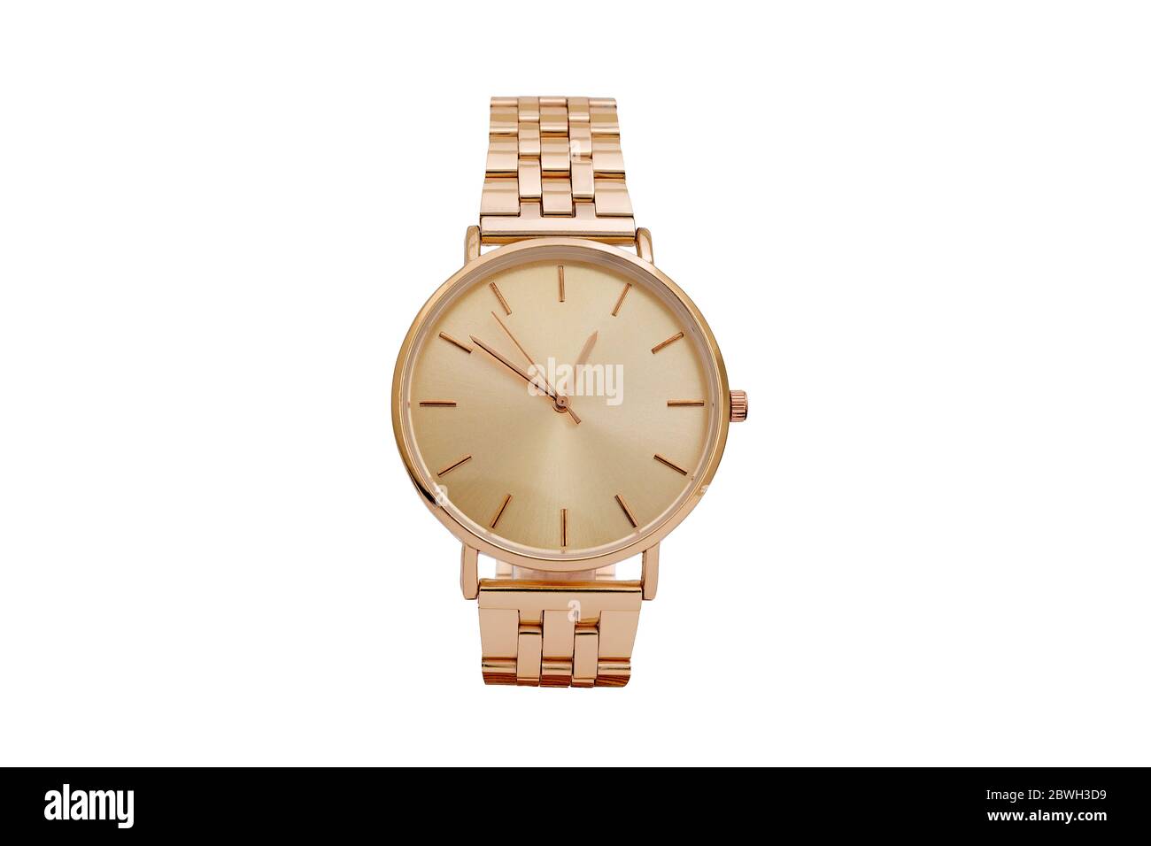 Dress wristwatch with gold metal engineer bracelet and orange dial face ...