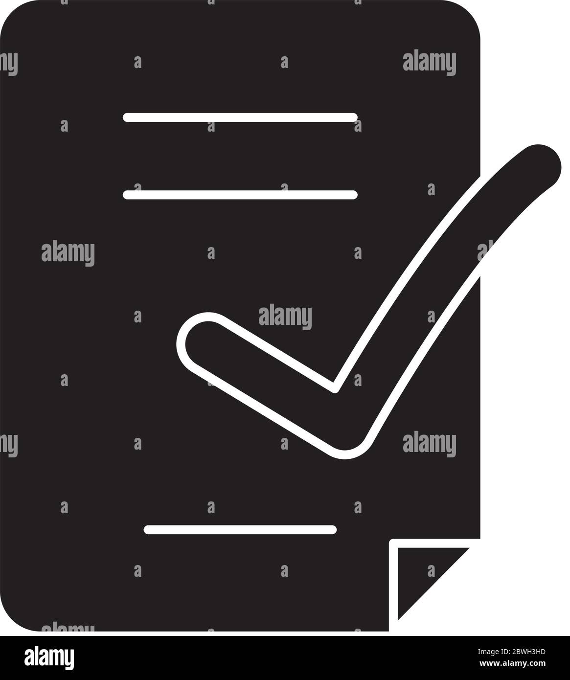 document page and check mark icon over white background, silhouette ...