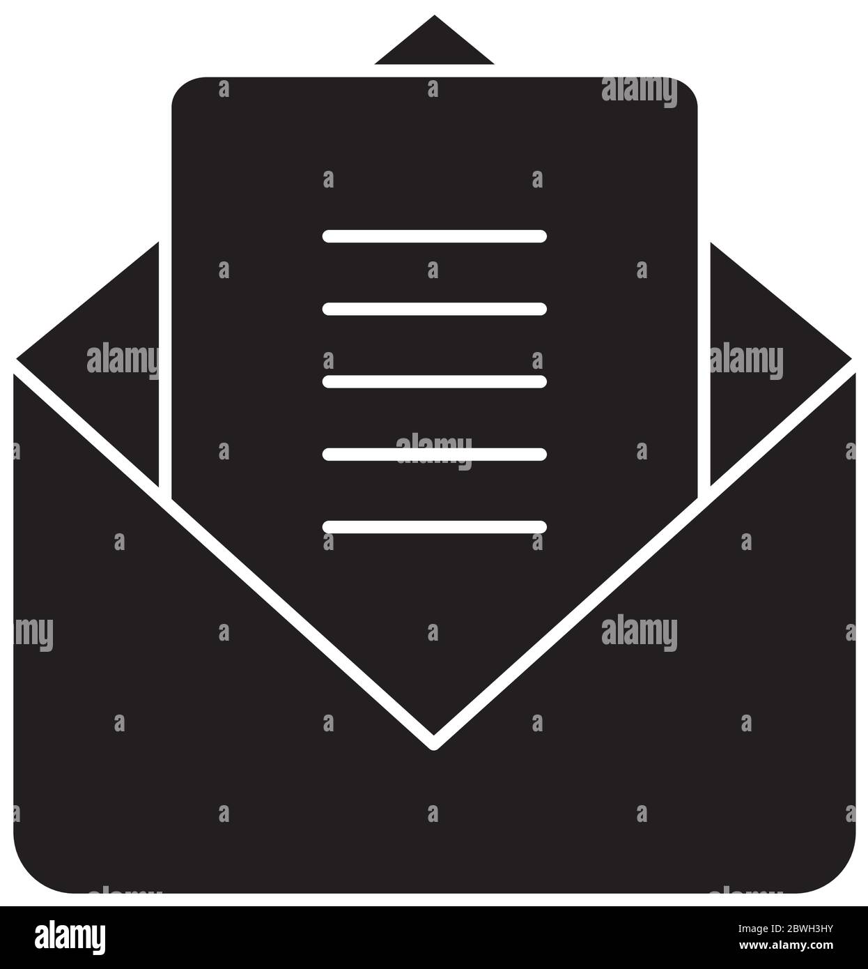 envelope and document icon over white background, line style, vector ...