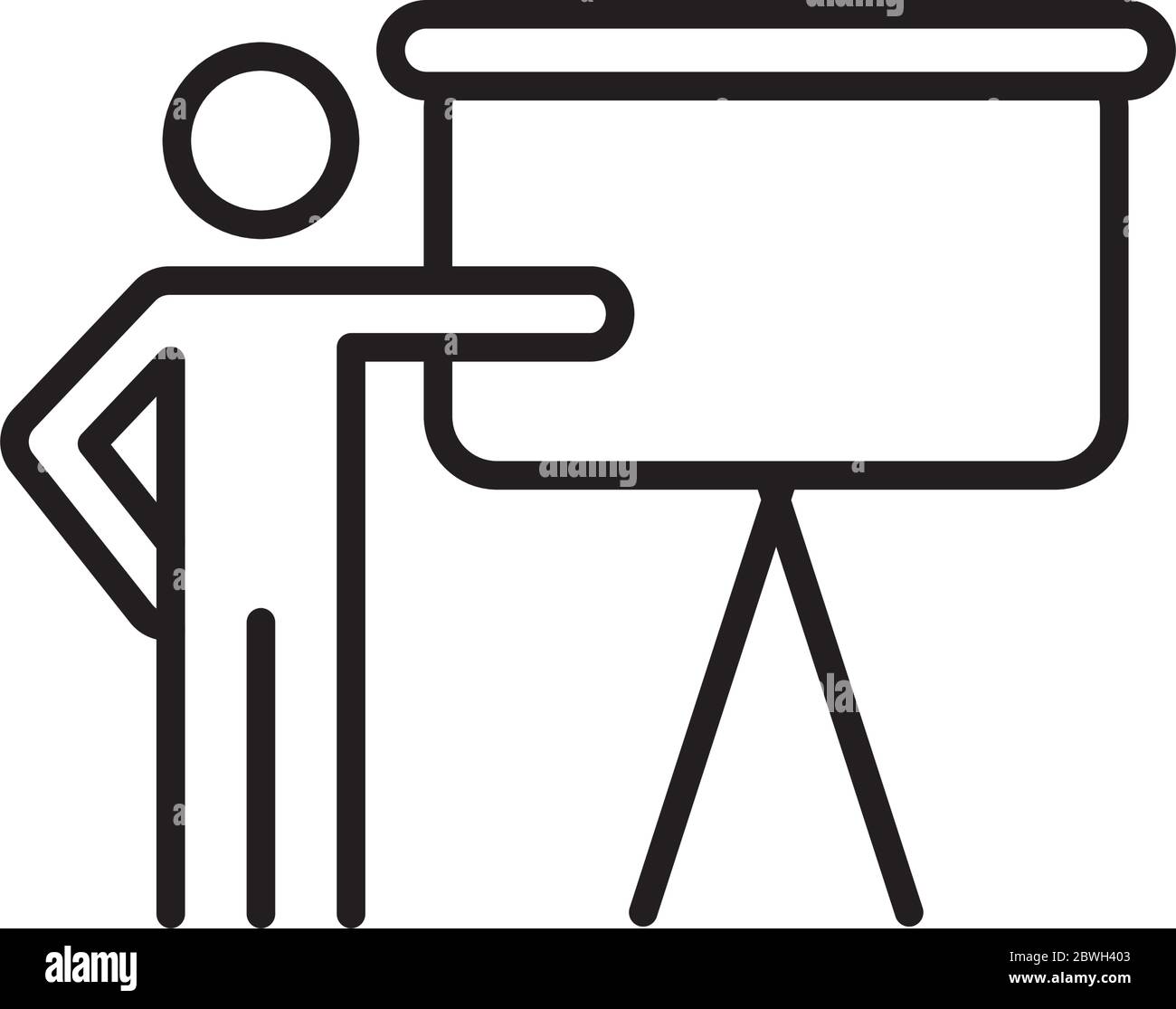 pictogram man and presentation board icon over white background, line ...