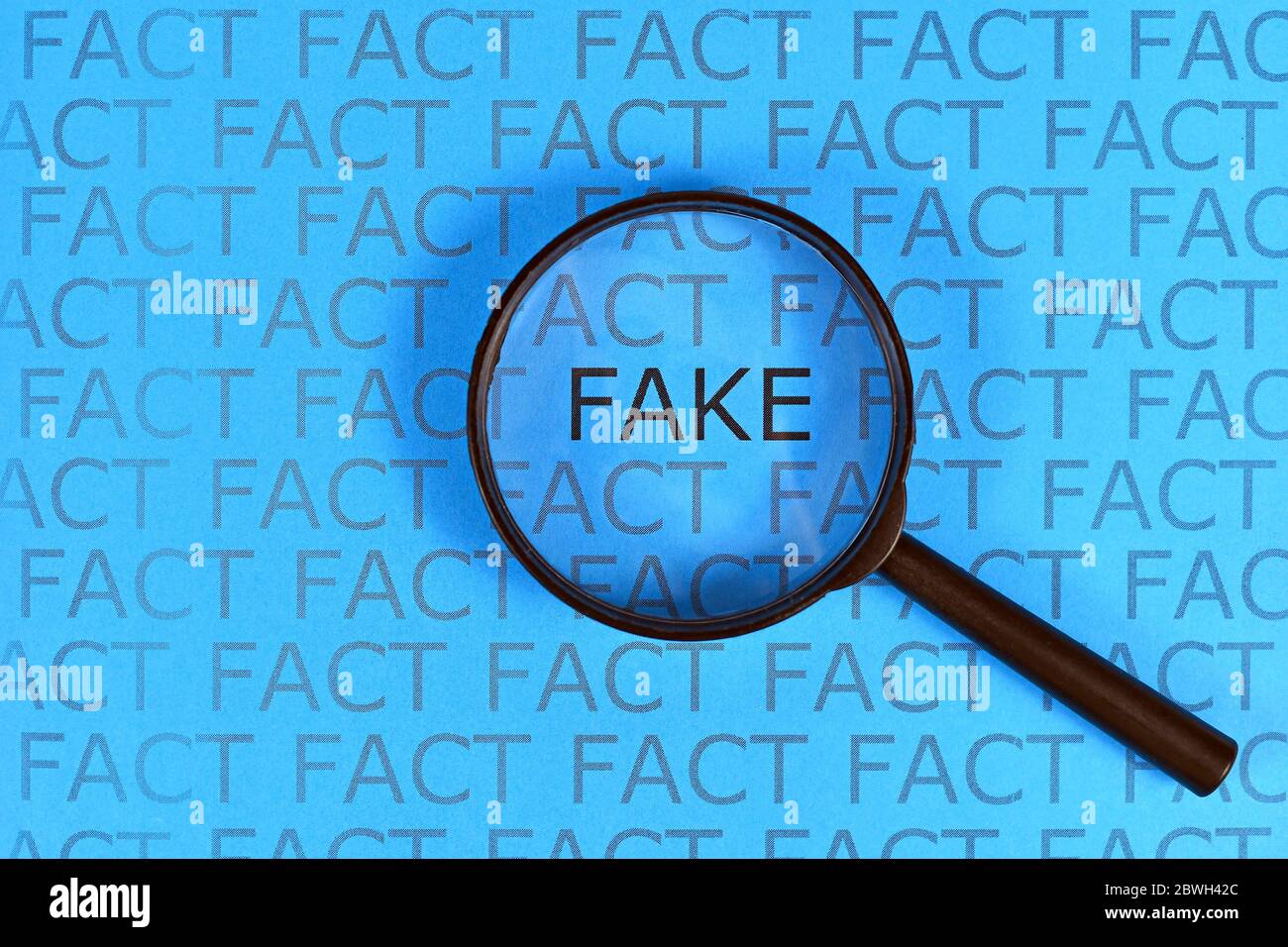 Fake News concept with words 'fact' in row and single word 'fake ...