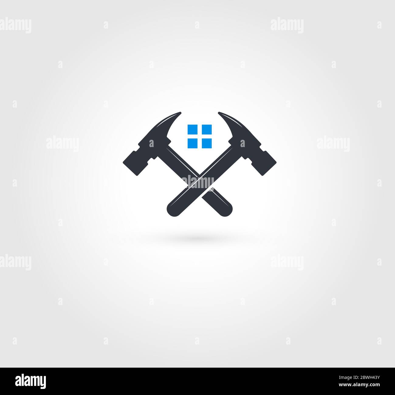 Crossed hammers logo. Home repairs emblem. Fixing, mending tools icon ...