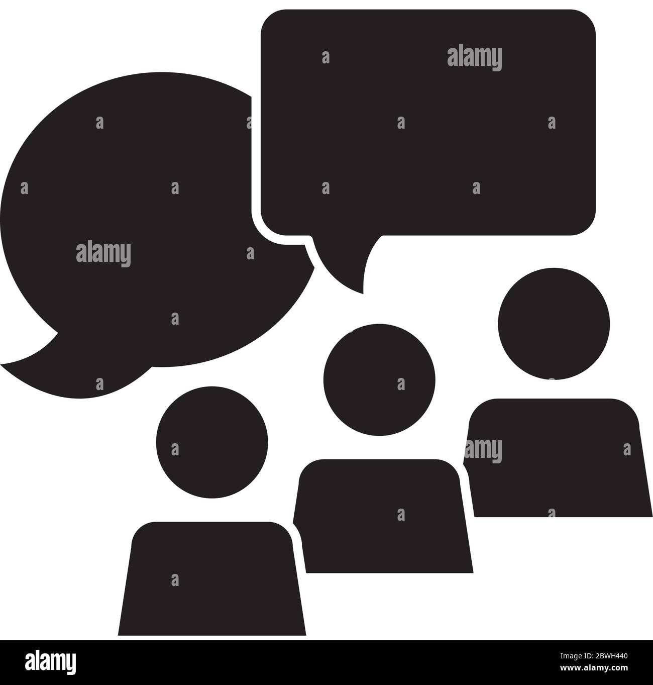 pictogram people with communication bubbles icon over white background ...
