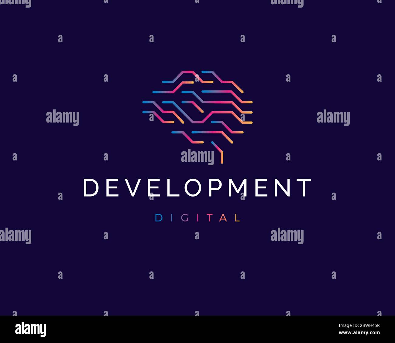 Science innovation and technical development icon. Human brain logo ...