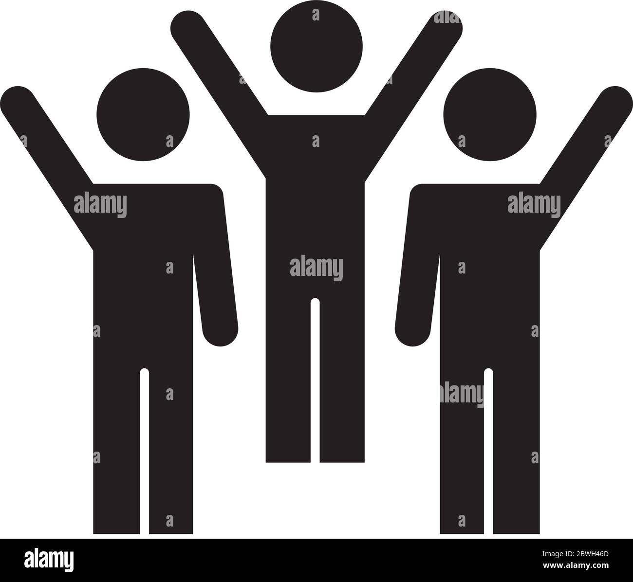 excited pictogram people icon over white background, silhouette style ...