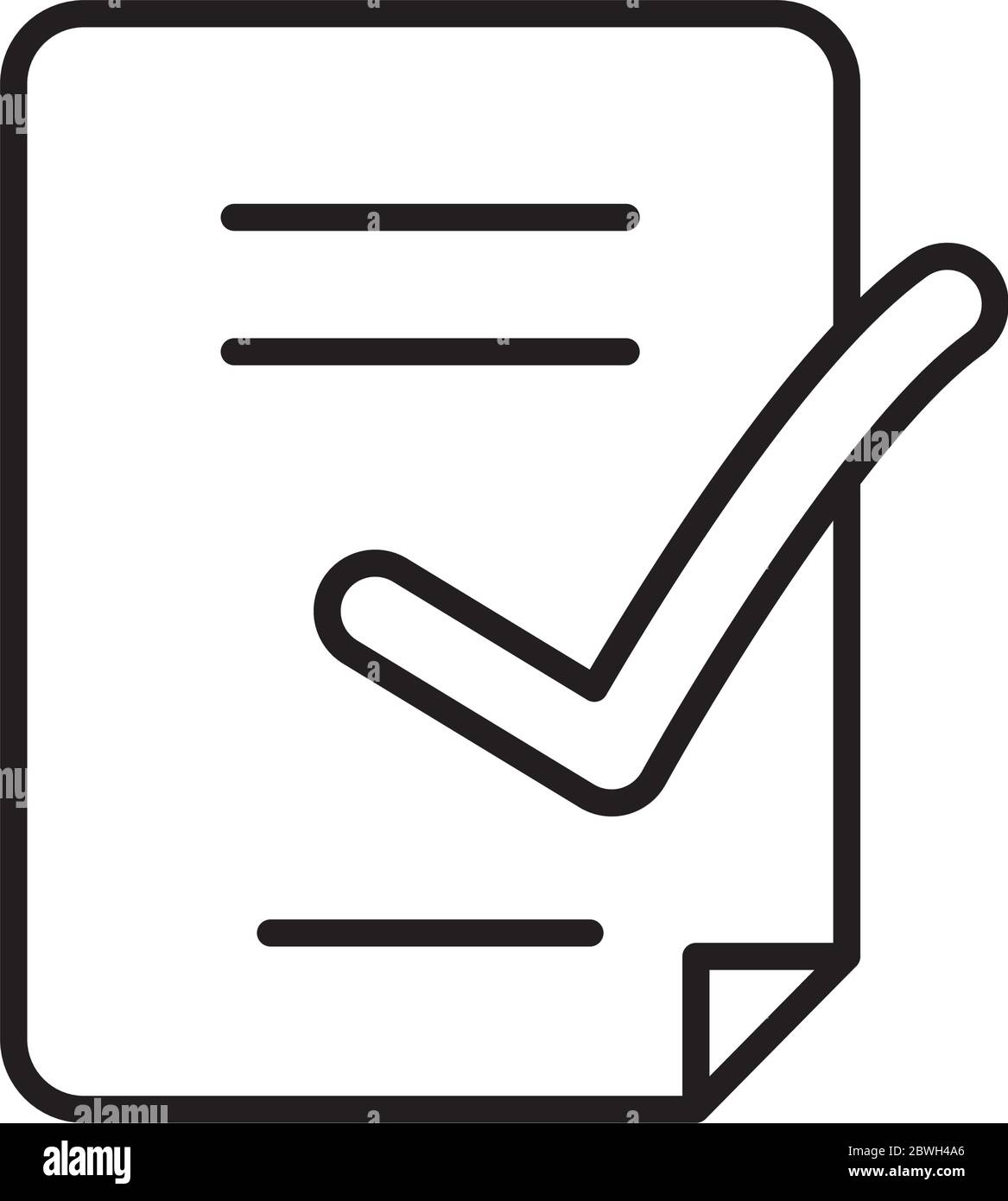 document page and check mark icon over white background, line style ...
