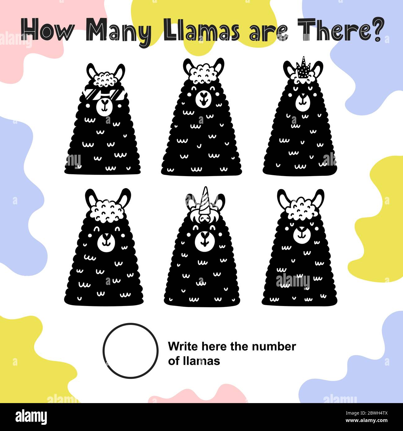 How many llamas are there. Count and write the number Stock Vector ...