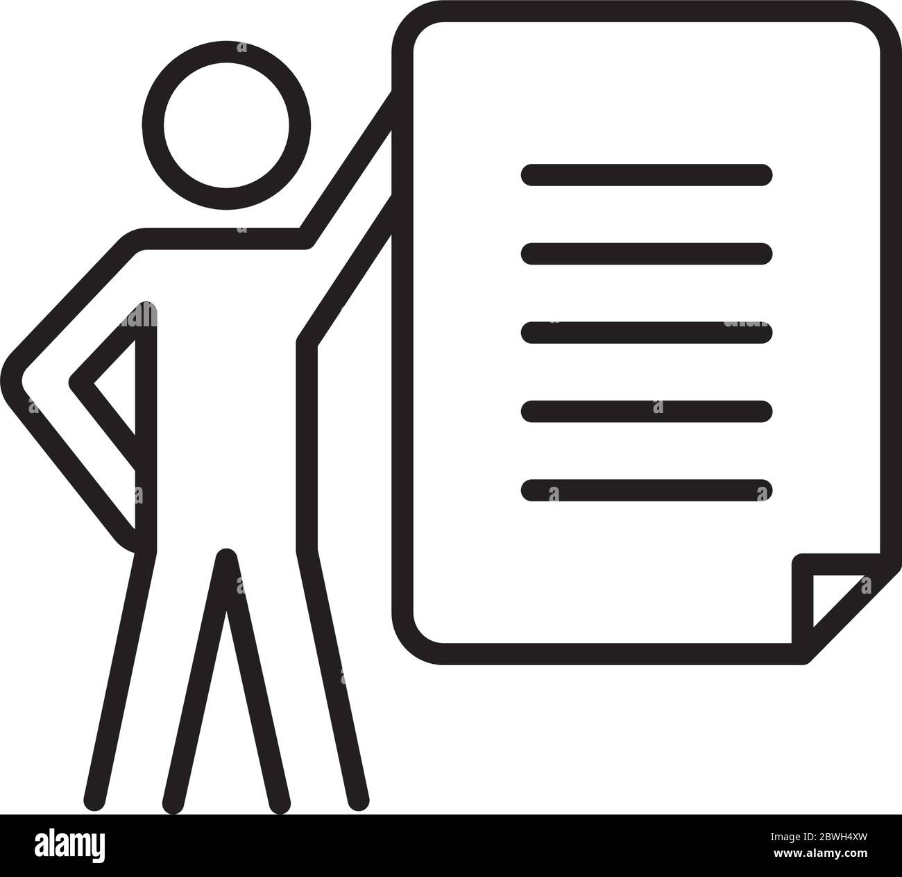 pictogram man and document icon over white background, line style ...