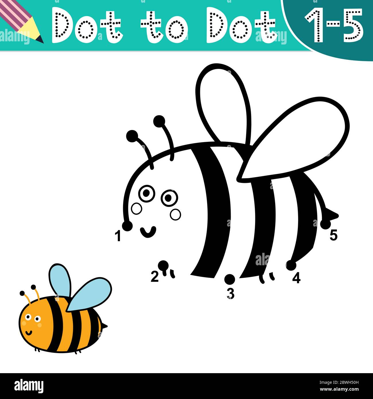 Connect the digits and draw a funny bee Stock Vector Image & Art - Alamy