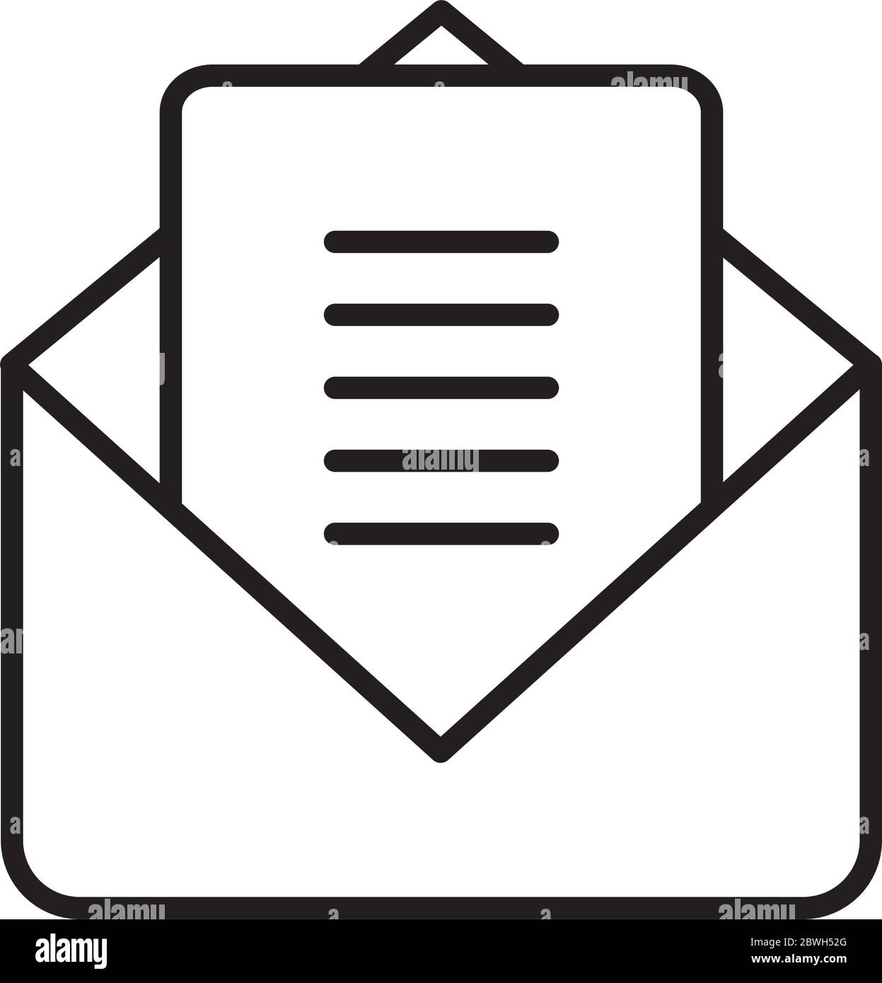 envelope and document icon over white background, line style, vector ...