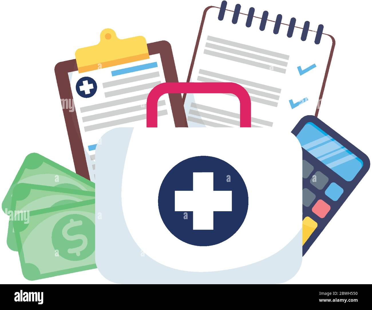 Medical kit document bills and calculator vector design Stock Vector ...