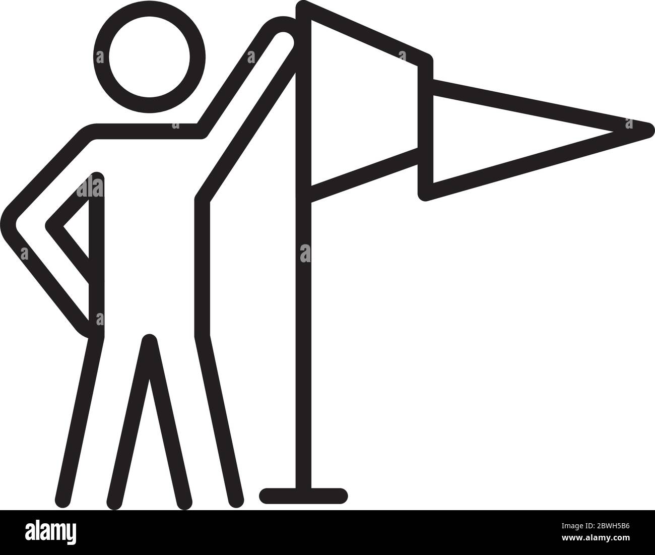 pictogram man and flag waving icon over white background, line style ...