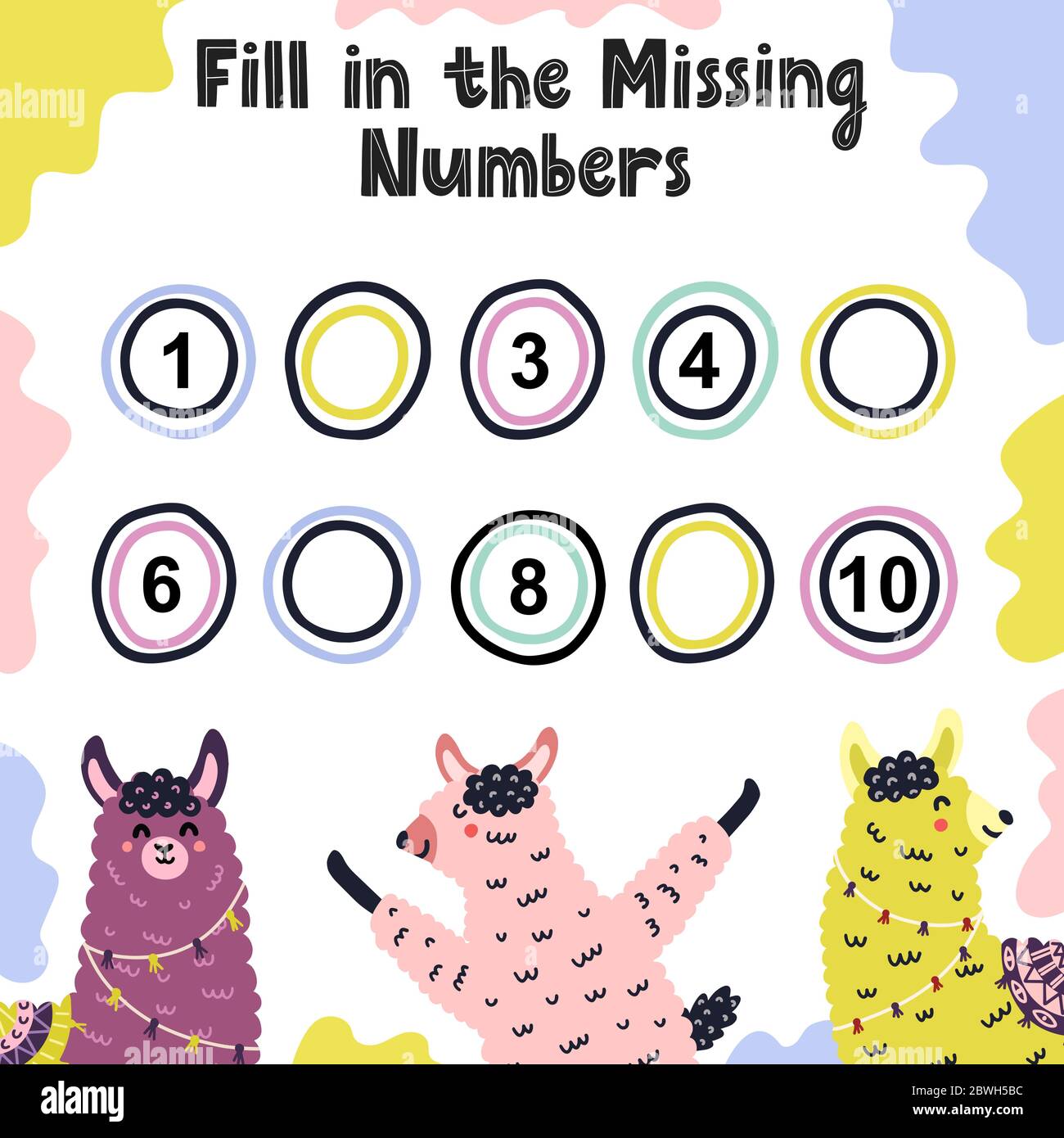 Fill in the missing numbers activity game for kids Stock Vector Image ...