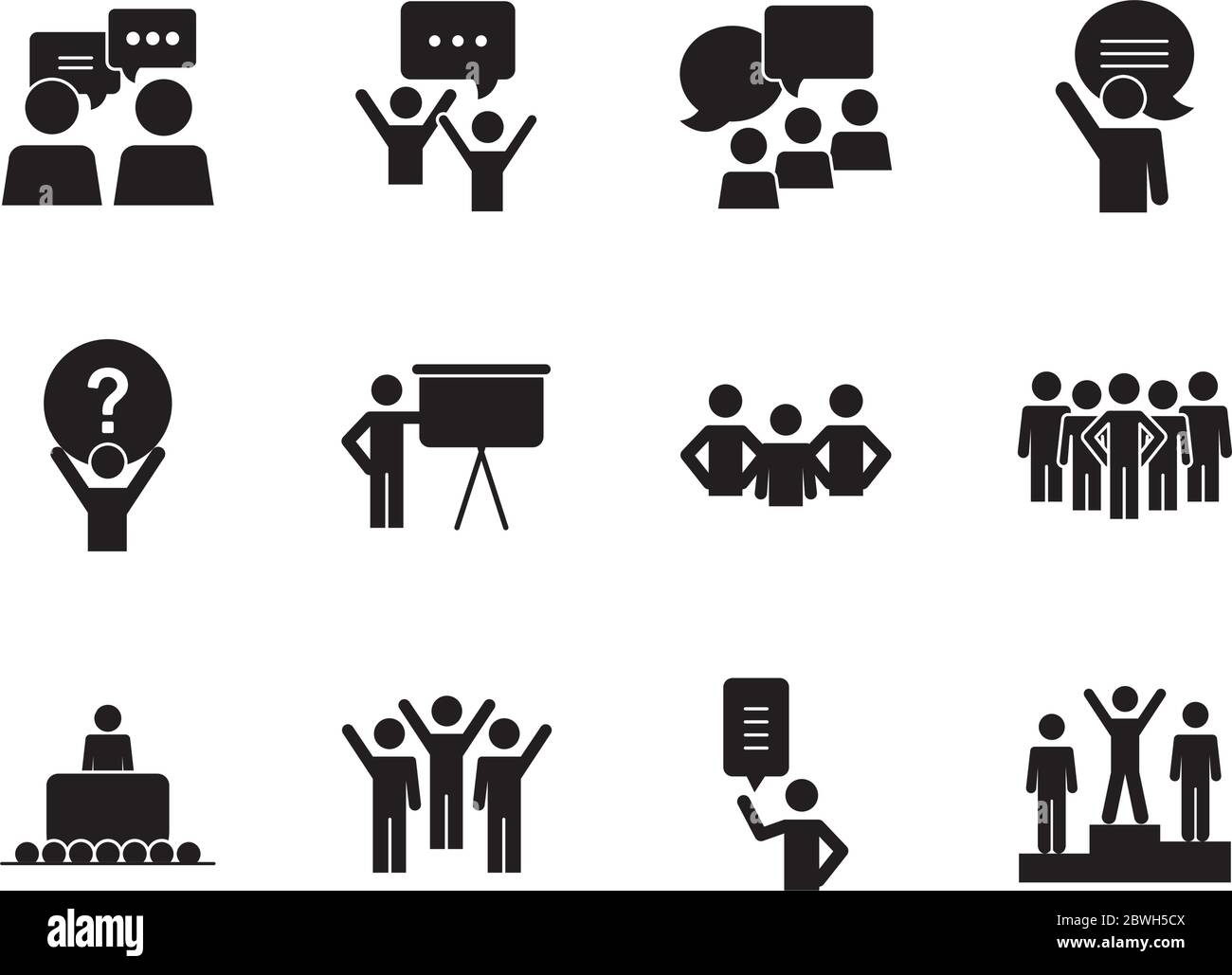 speech bubbles and pictogram people icon set over white background ...