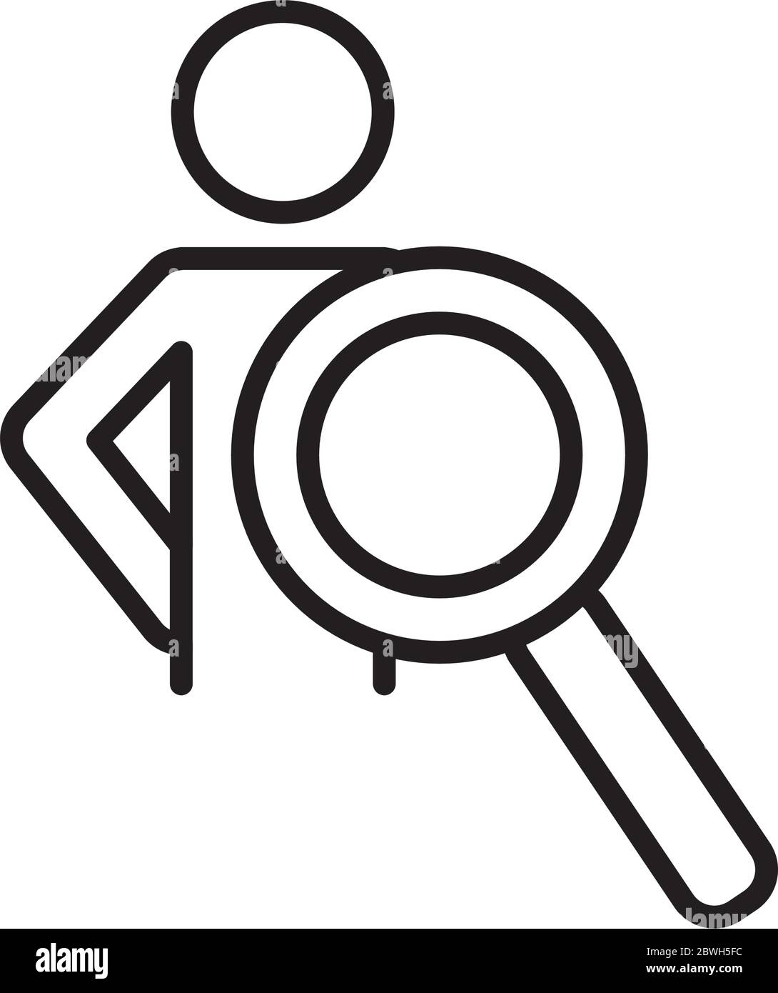 pictogram man and magnifying glass icon over white background, line ...