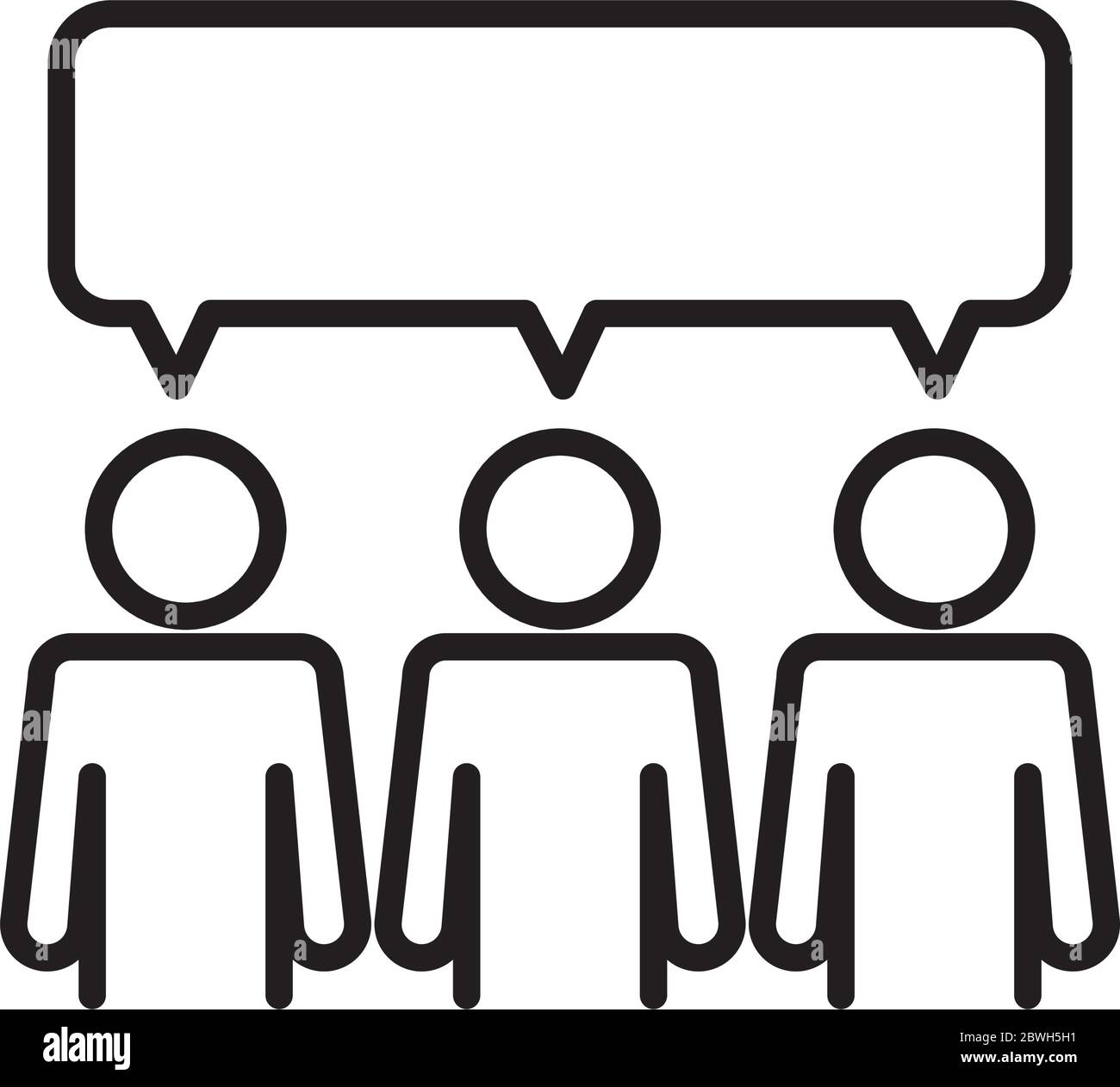 pictogram people with speech bubble over white background, line style ...