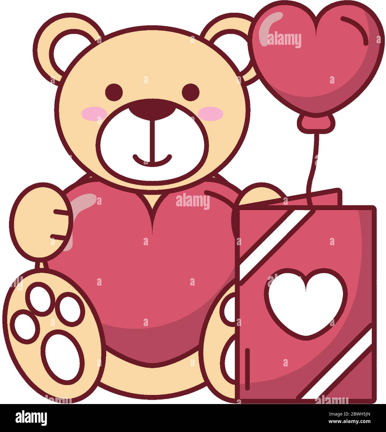 Teddy bear with card and heart balloon vector design Stock Vector Image ...