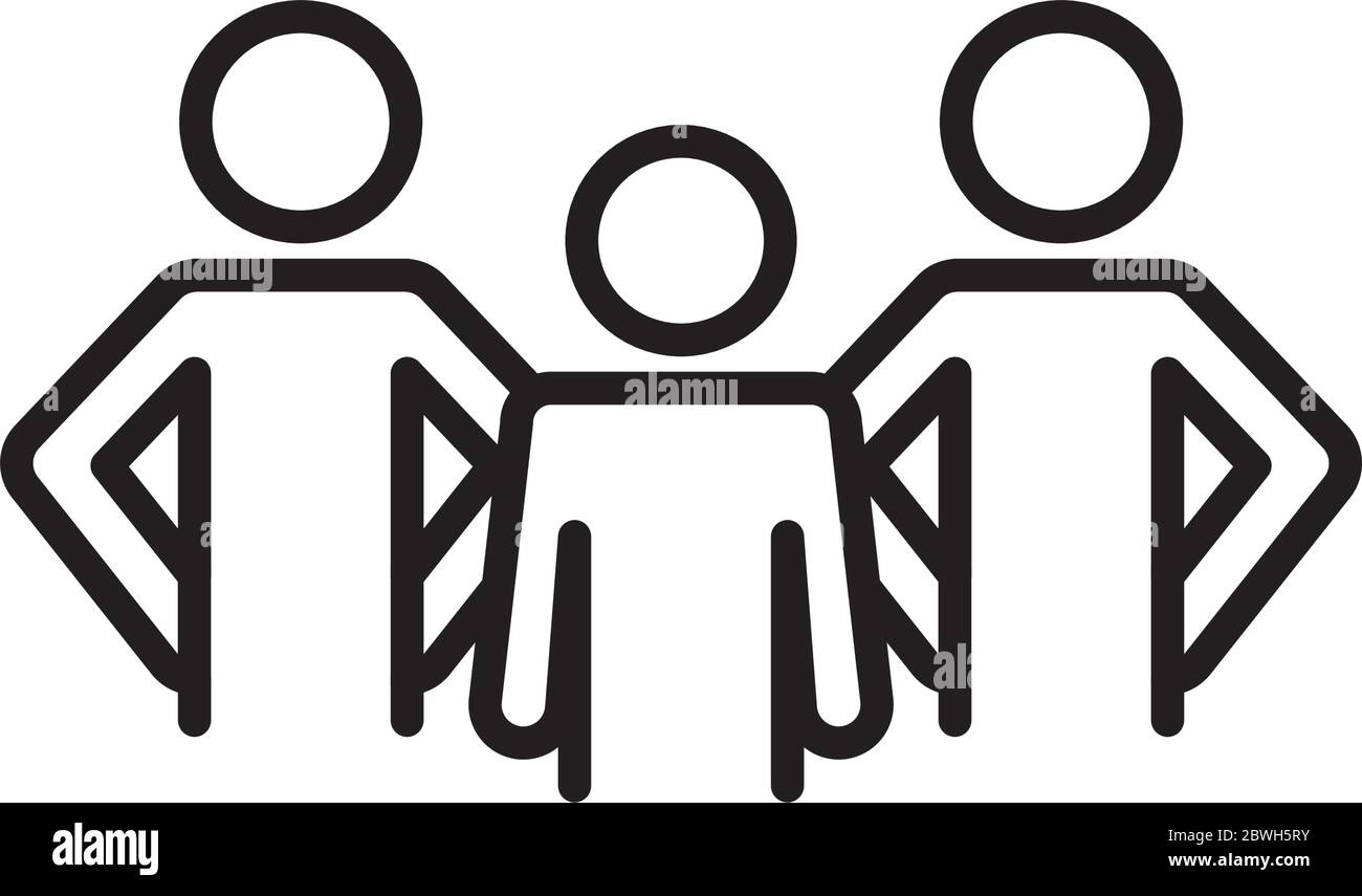 pictogram people standing icon over white background, line style ...