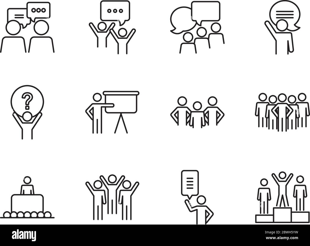 speech bubbles and pictogram people icon set over white background ...