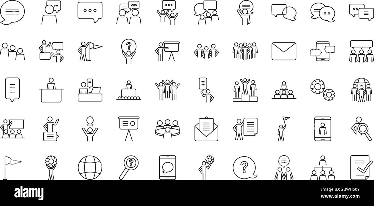 pictogram people icon set over white background, line style, vector ...
