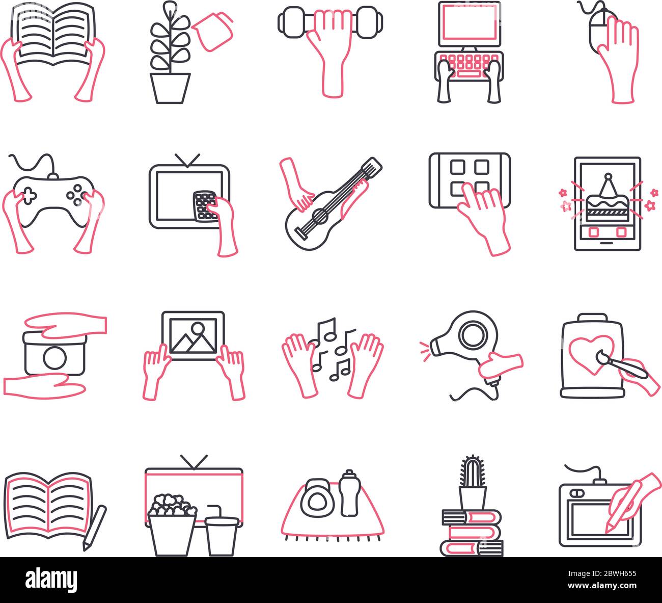 Things to do at home line style icon set vector design Stock Vector ...