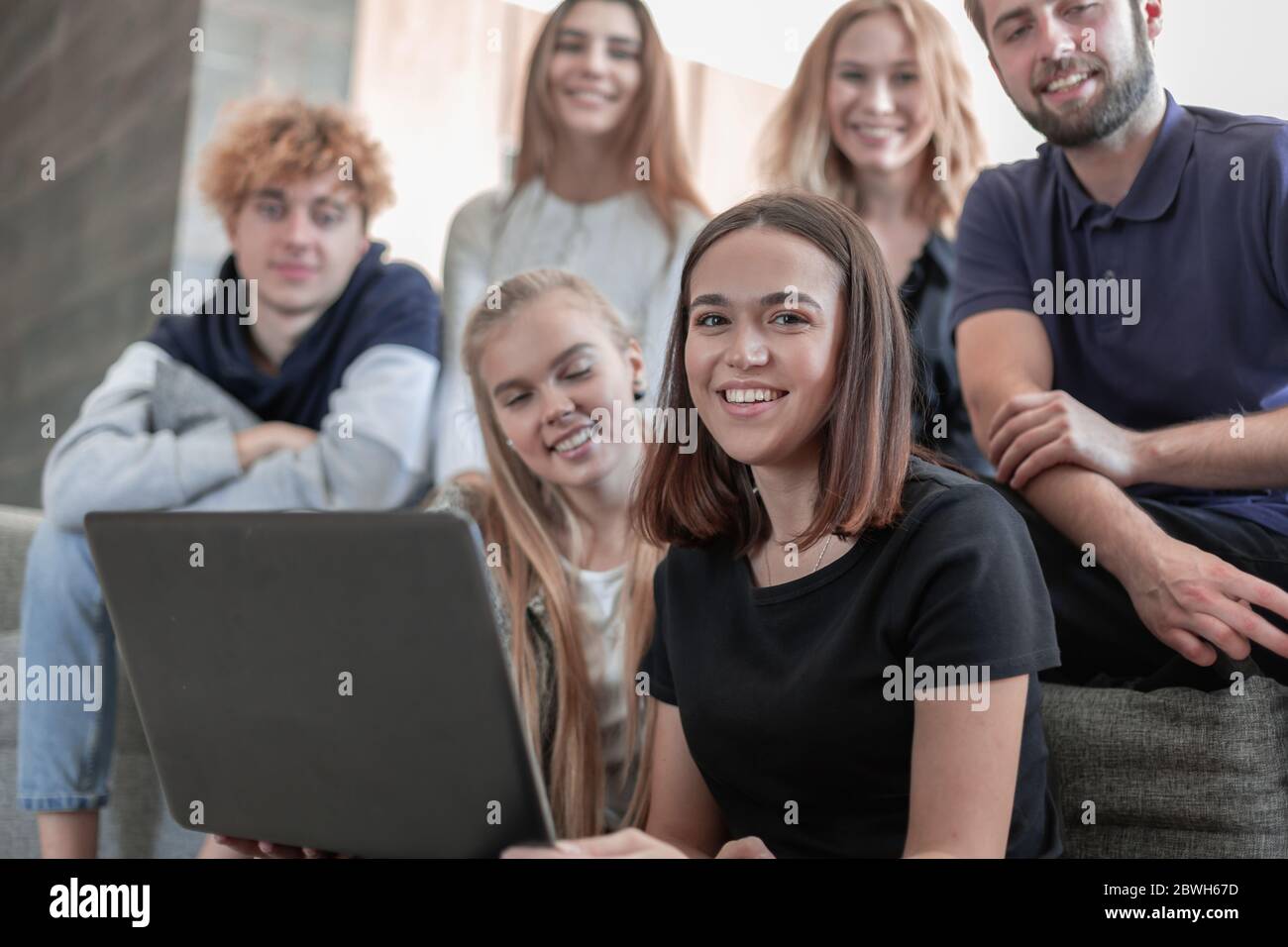 Group of students preparing for exams in home interior Stock Photo - Alamy