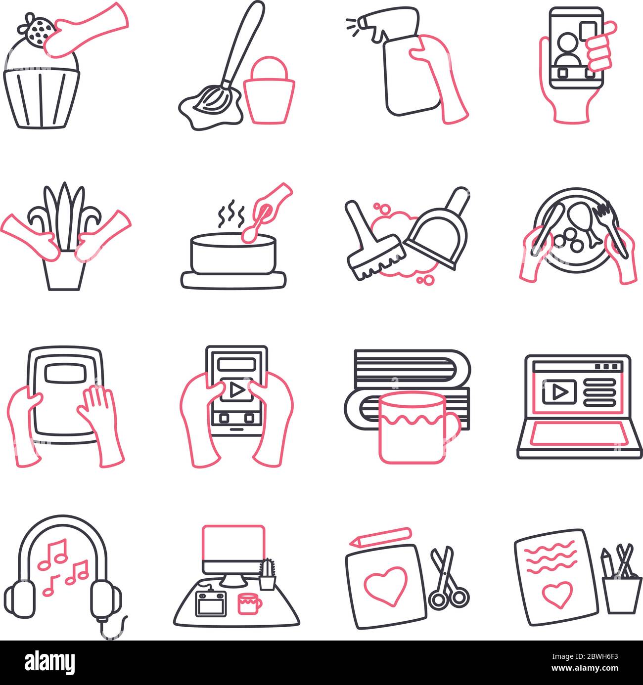 Things to do at home line style icon set vector design Stock Vector ...