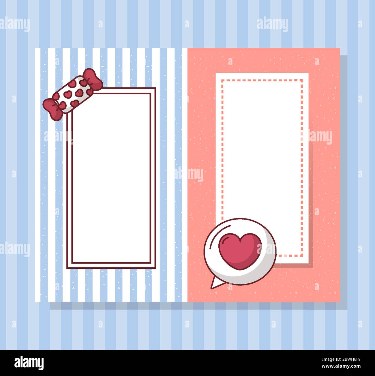 Valentines day heart bubble with frame and candy vector design Stock ...