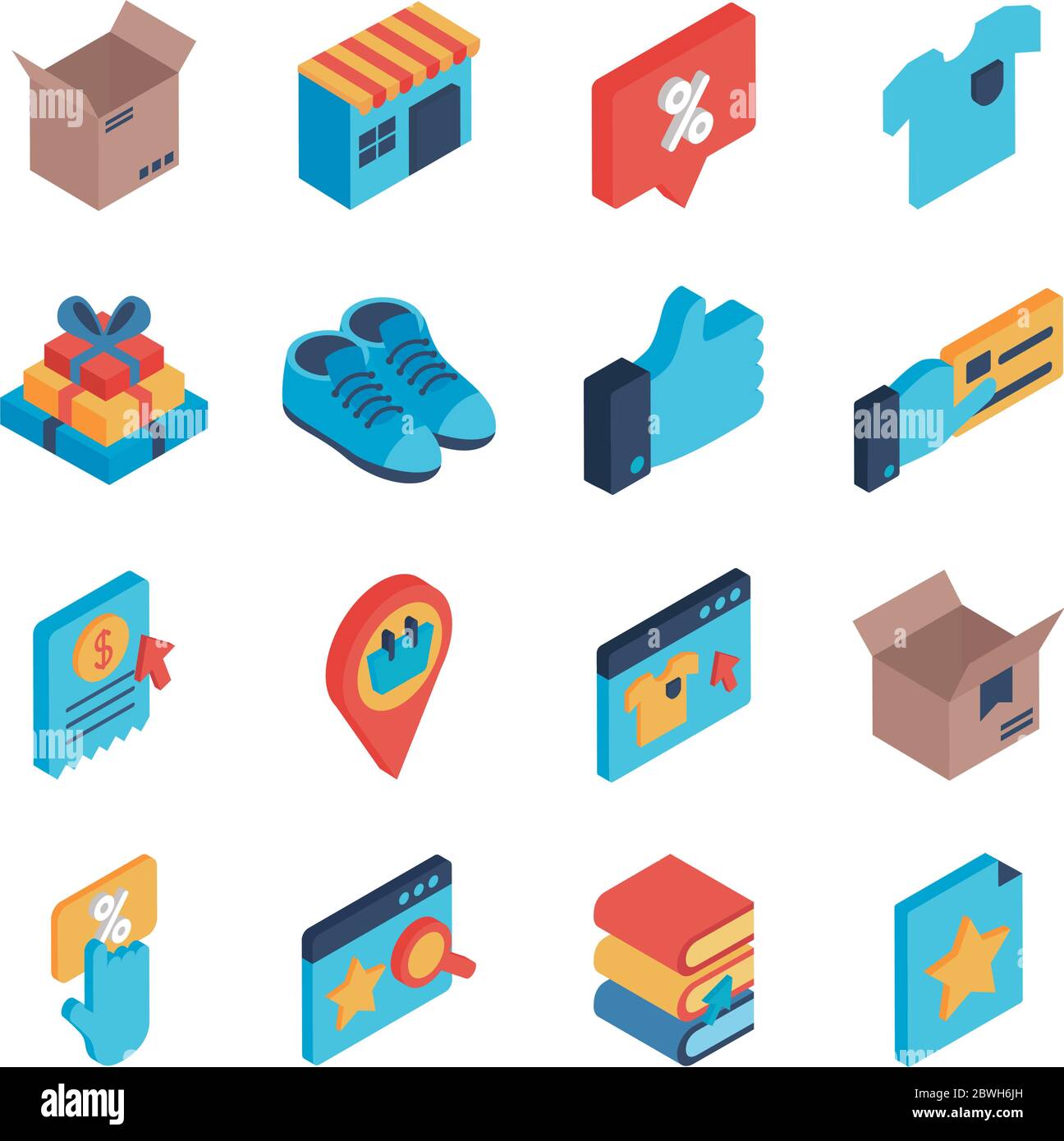 Shopping online isometric style icon set vector design Stock Vector ...