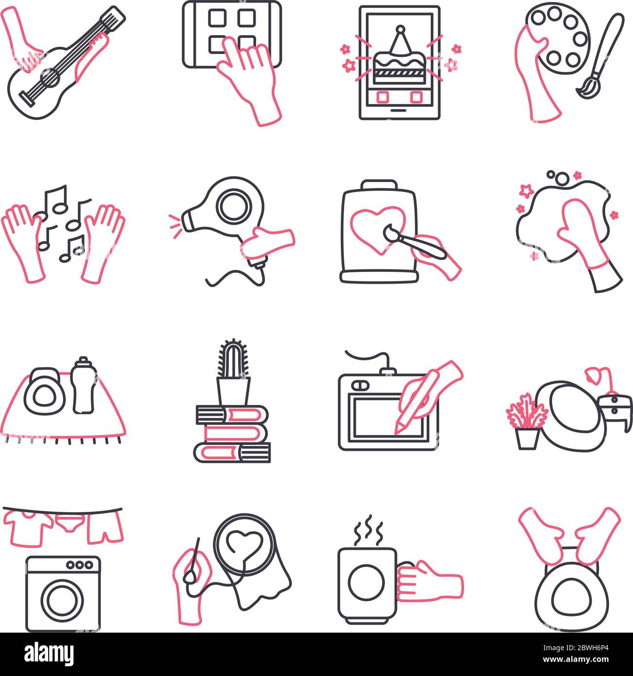 Things to do at home line style icon set vector design Stock Vector ...