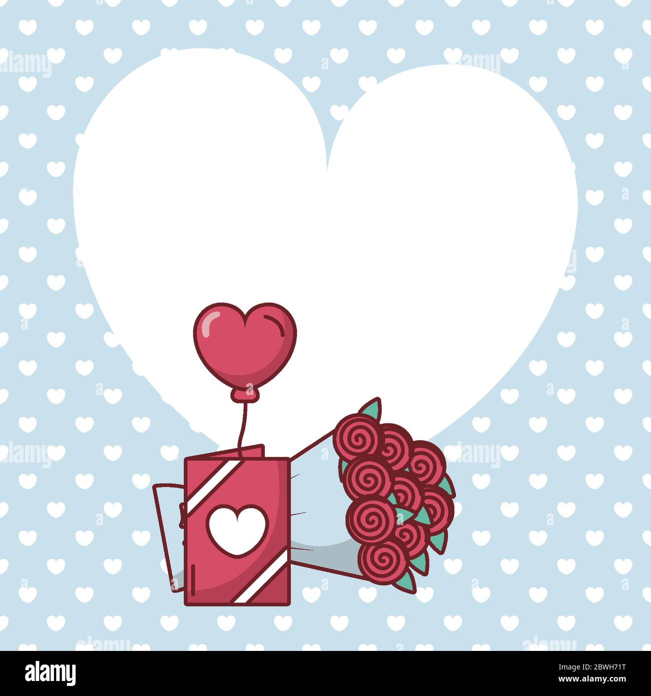 Valentines day heart balloon card and roses vector design Stock Vector ...