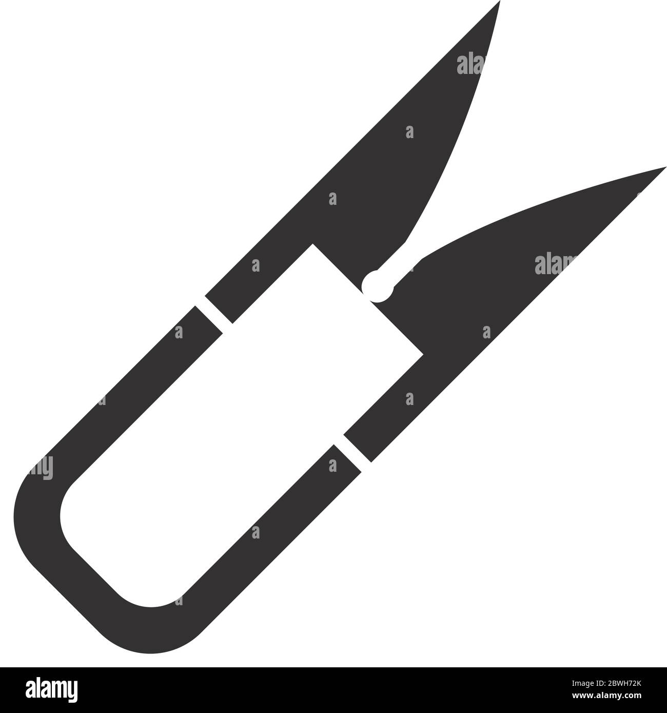 sewing clipper icon over white background, silhouette style, vector ...