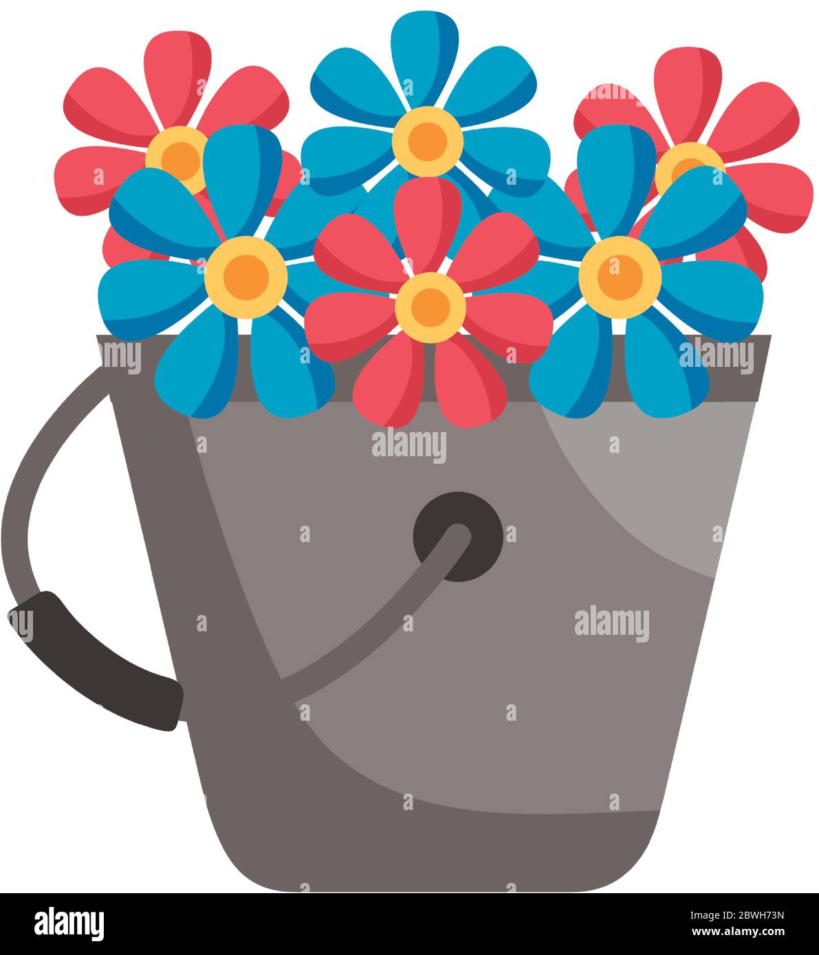 flowers inside bucket detail style icon vector design Stock Vector ...