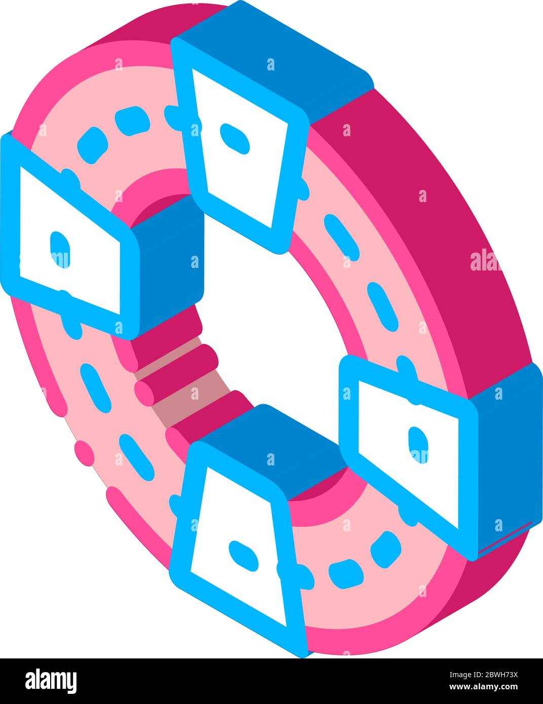 Volunteers Support Life Saver isometric icon vector illustration Stock ...