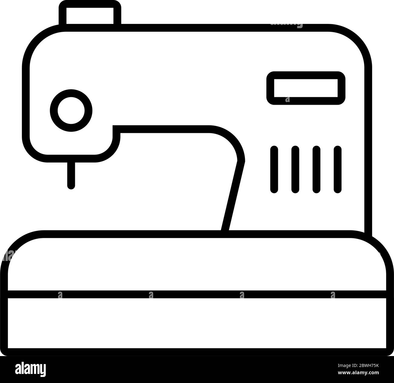 sewing machine icon over white background, line style, vector ...