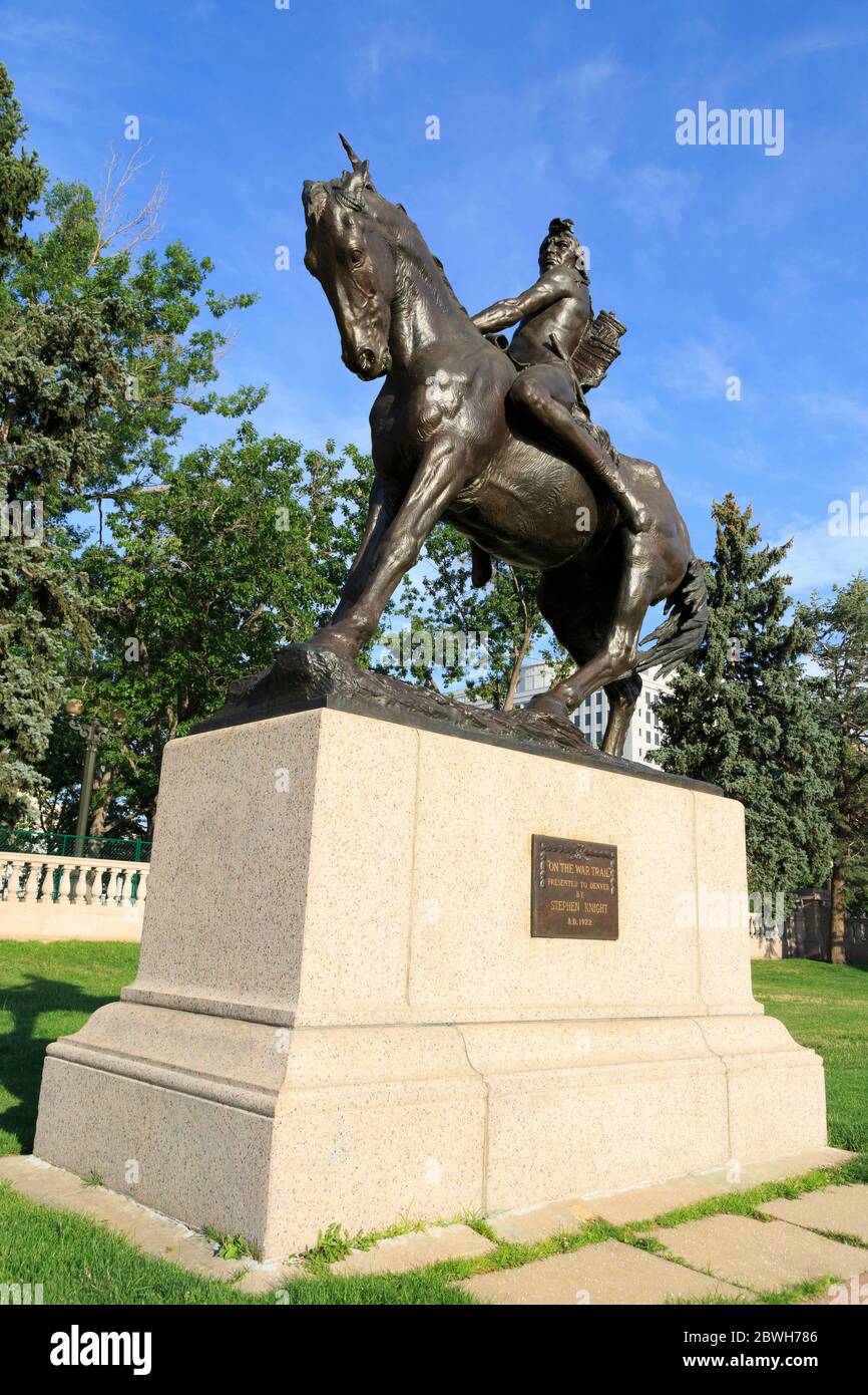 On the War Trail statue,Civic Center Park,Denver,Colorado,USA Stock ...
