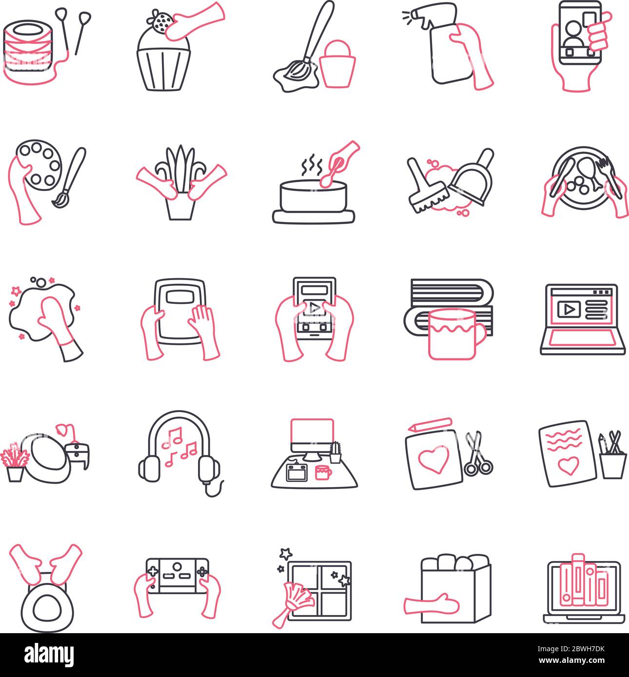Things to do at home line style icon set vector design Stock Vector ...