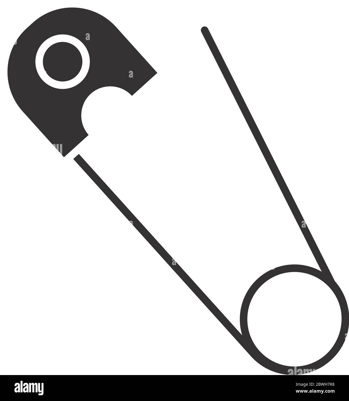 clothes brooch pin icon over white background, silhouette style, vector ...