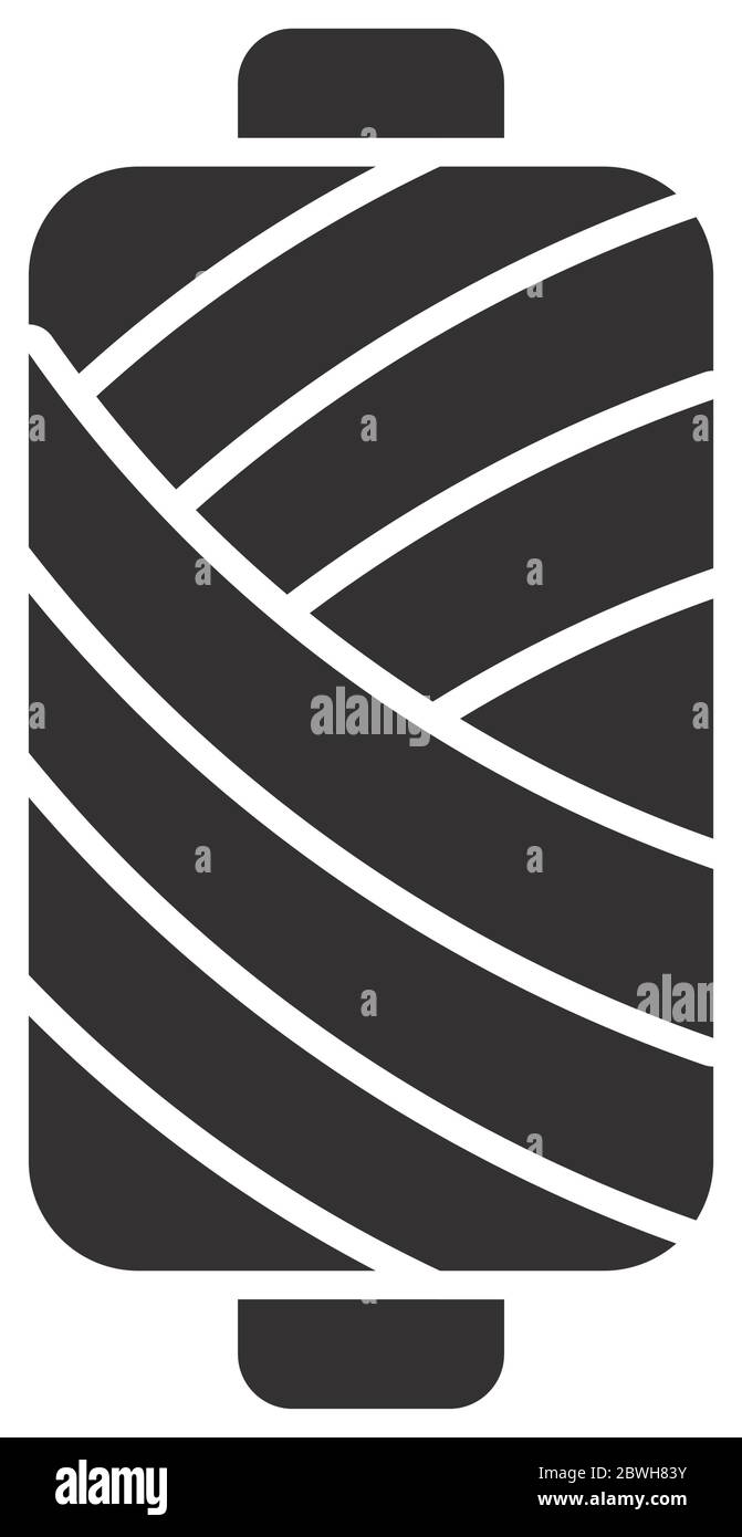 reel of thread icon over white background, silhouette style, vector ...