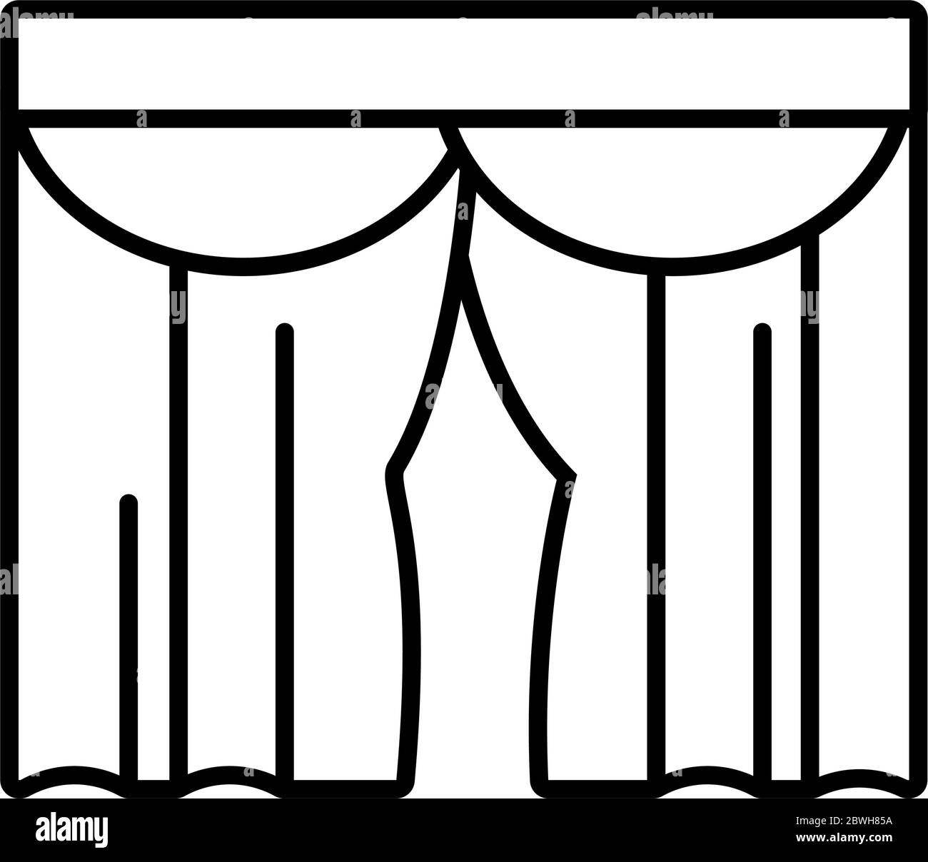 house curtains icon over white background, line style, vector ...