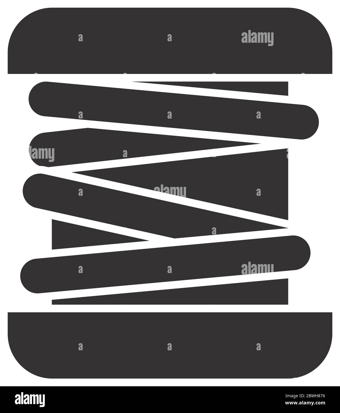 sewing bobbin icon over white background, silhouette style, vector ...