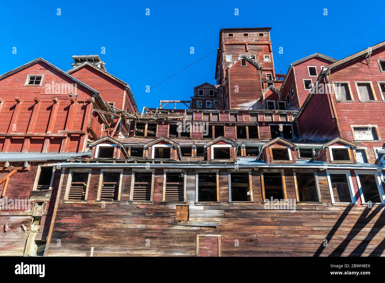 Histotical building of the stone mill, Kennecott mining town, Alaska ...