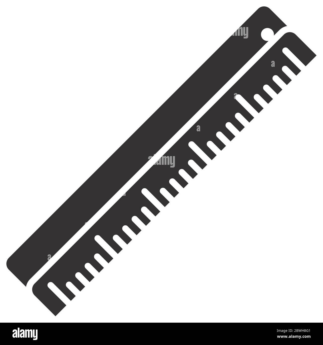 ruler icon over white background, silhouette style, vector illustration ...