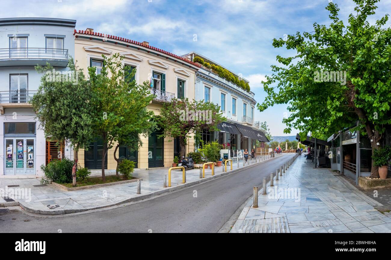 Panoramic view of the Nileos St in Thissio, Athens Stock Photo - Alamy
