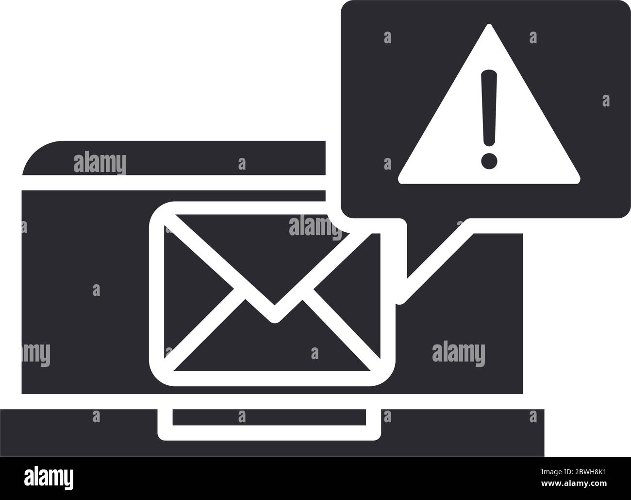 alert icon, laptop email message warning, attention danger exclamation ...