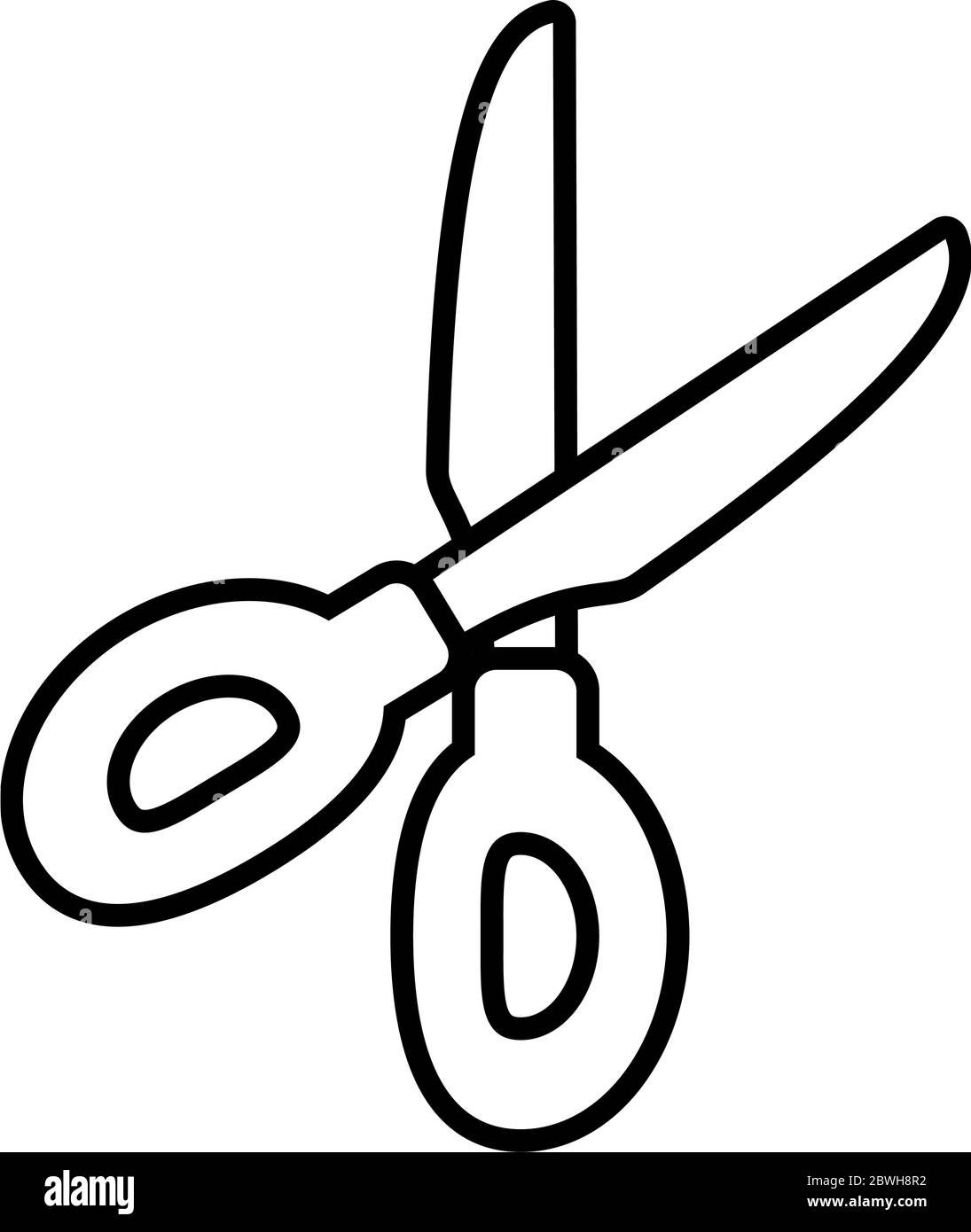 sewing scissors icon over white background, line style, vector ...