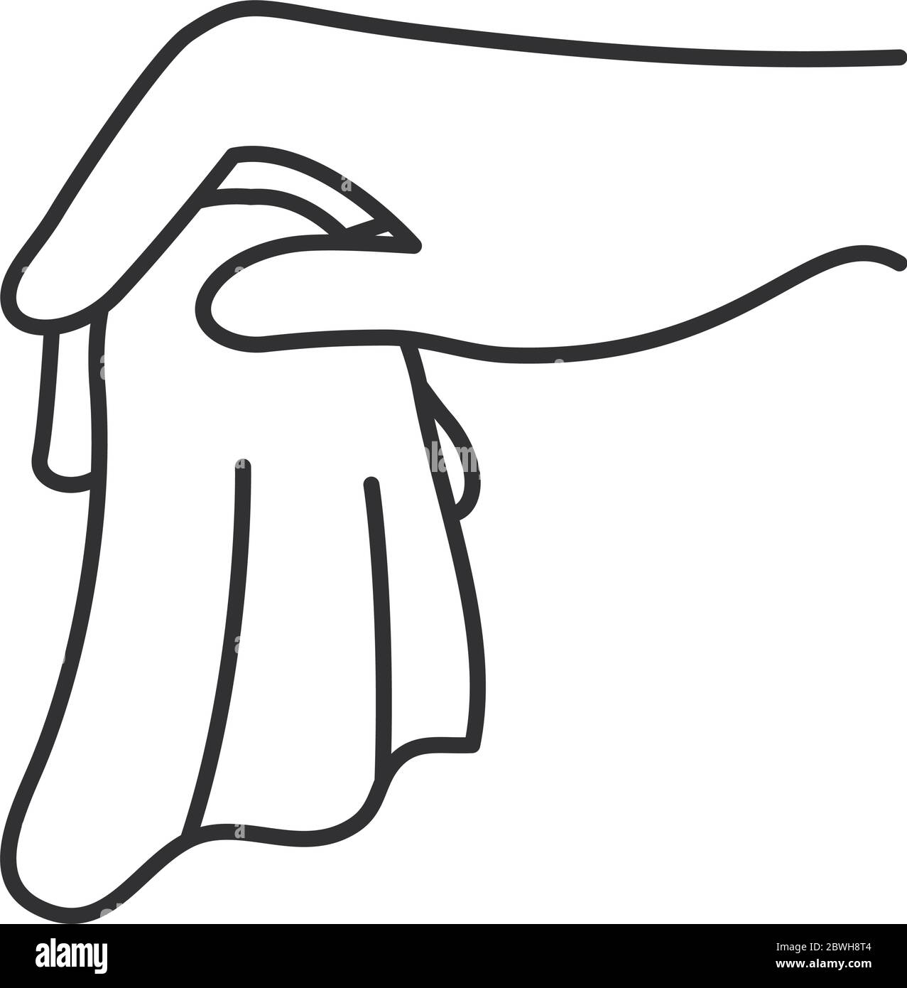 hand holding a paper tissue over white background, line style, vector ...