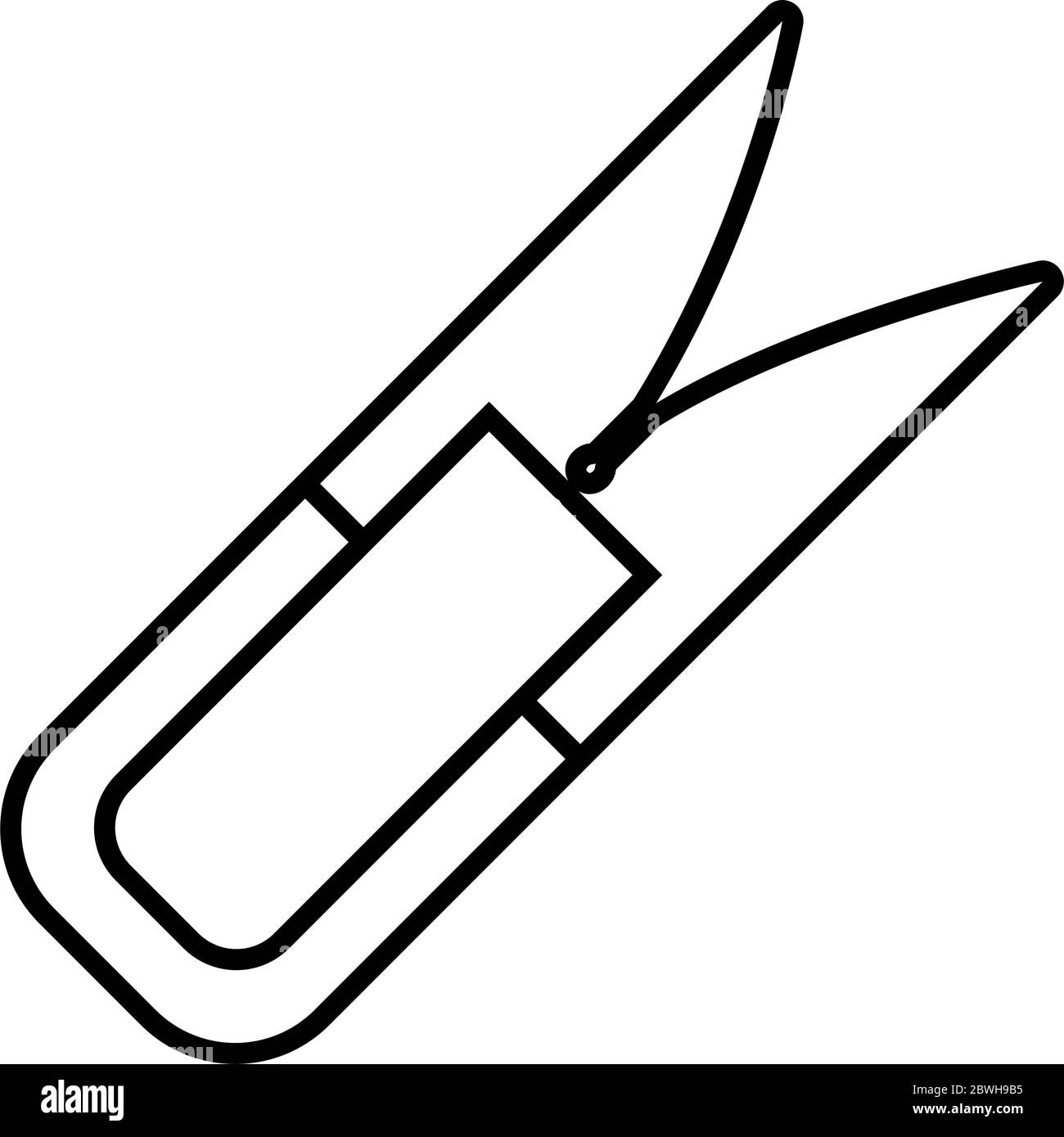 sewing clipper icon over white background, line style, vector ...