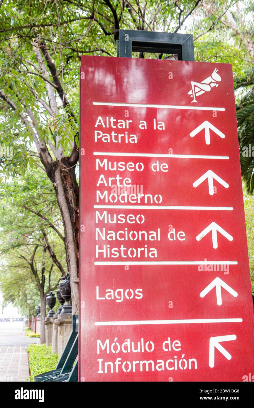 Mexico City,México Mexican,Bosque de Chapultepec,sign,direction ...