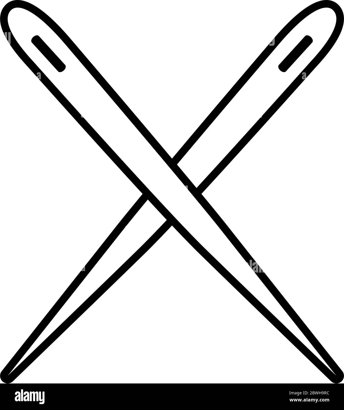 crossed needles icon over white background, line style, vector ...